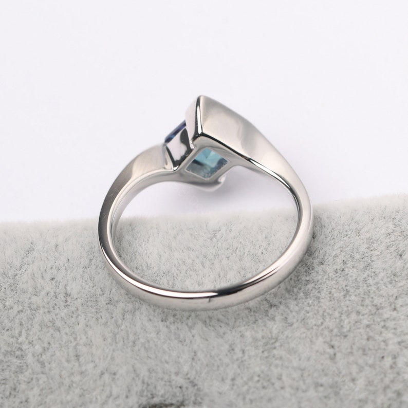 Princess Cut Alexandrite Ring Simple Engagement Ring Silver - Etsy