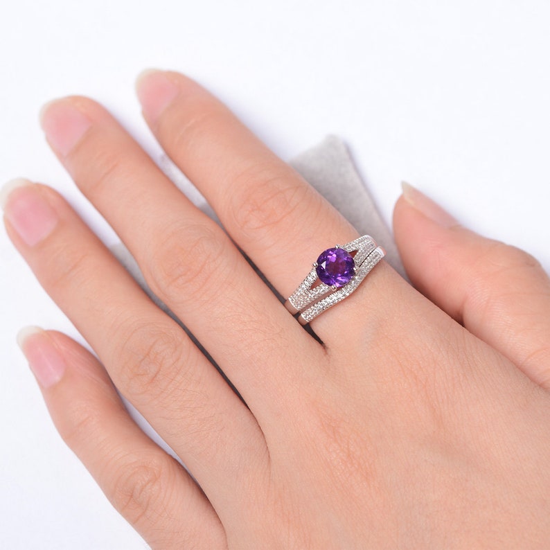 Amethyst Ring Sterling Silver Round Cut Ring Promised - Etsy