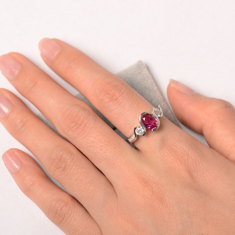 Lab Ruby Ring Wedding Ring for Women Oval Shape Sterling - Etsy
