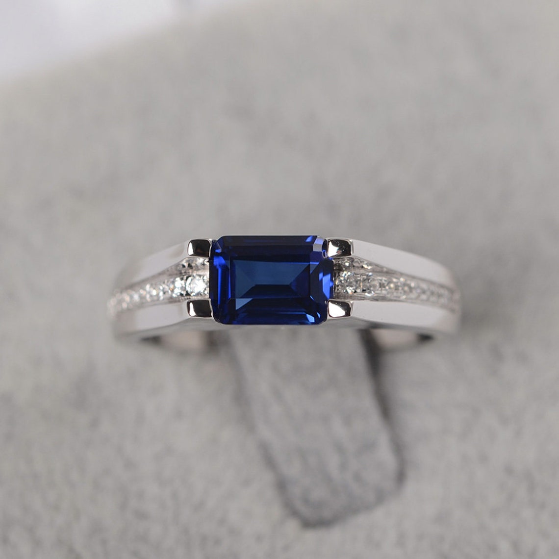 Blue Sapphire Ring White Gold Engagement Ring September | Etsy