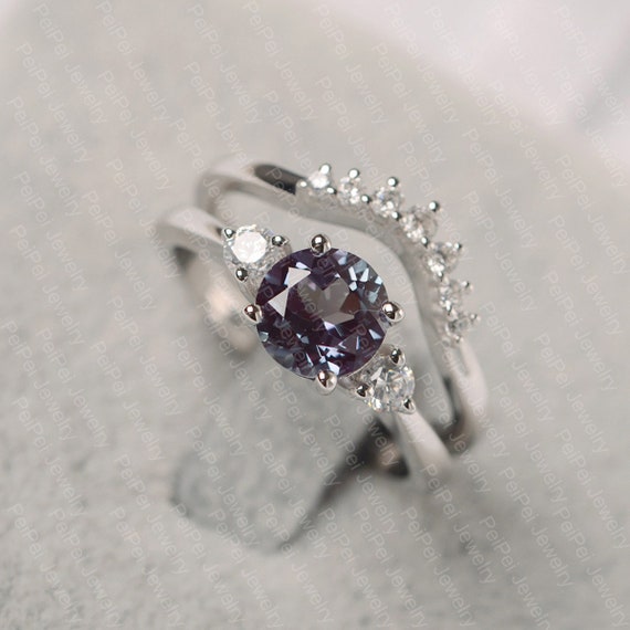 Alexandrite ring sterling silver engagement ring for women | Etsy