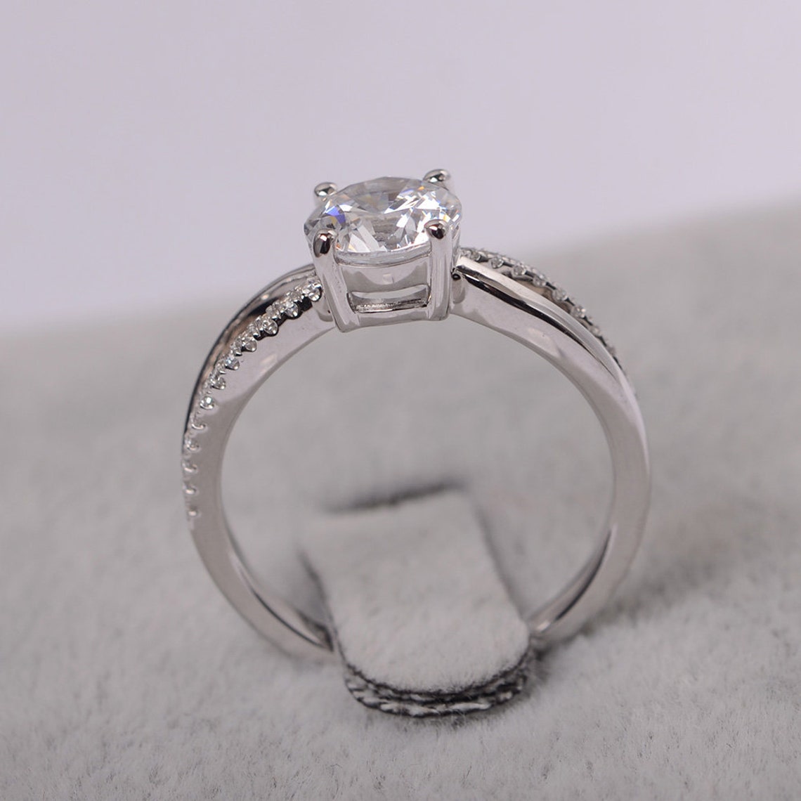 Cubic Zirconia Engagement Ring Round Cut Simulated Diamond - Etsy