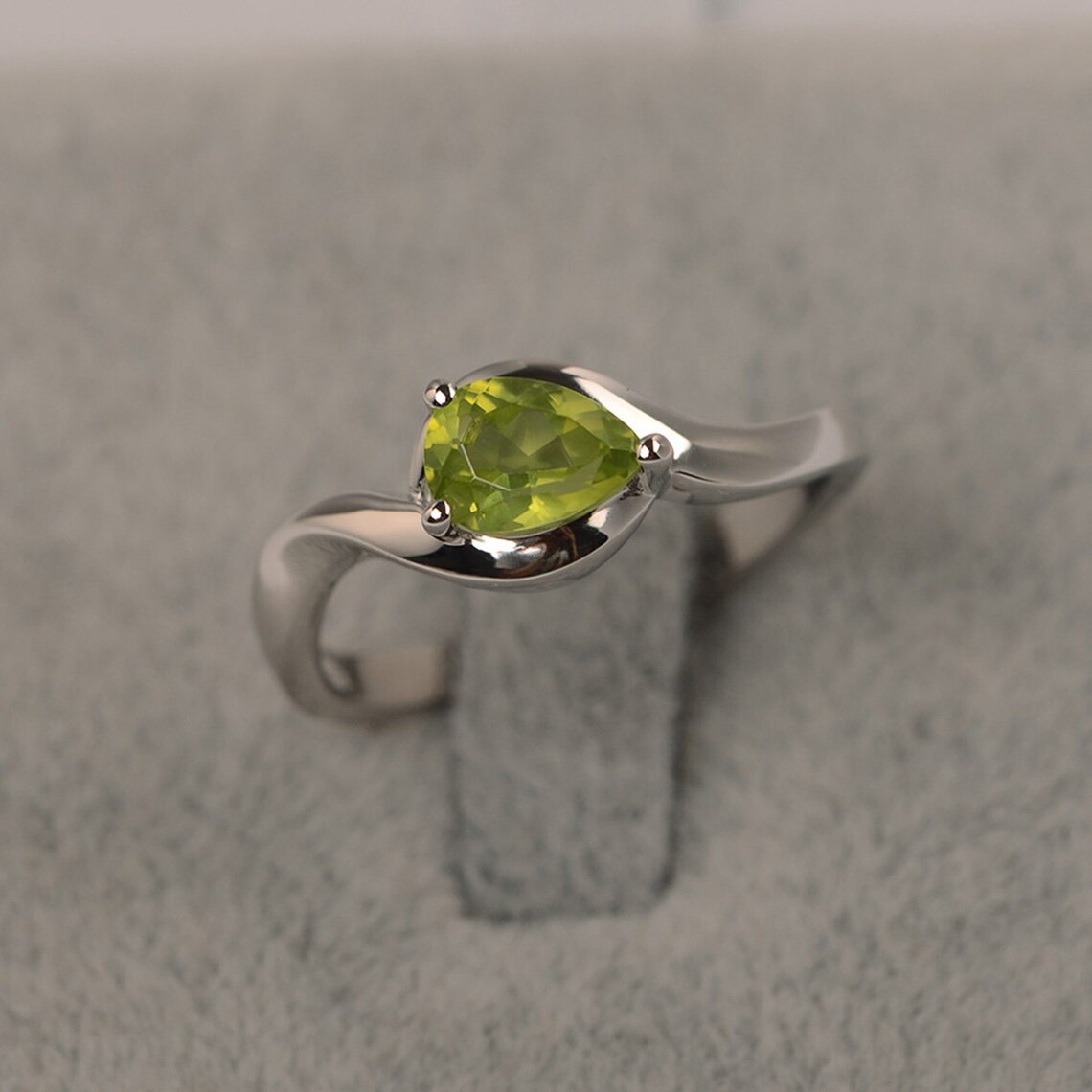 Peridot Ring Sterling Silver Solitaire Engagement Ring for - Etsy
