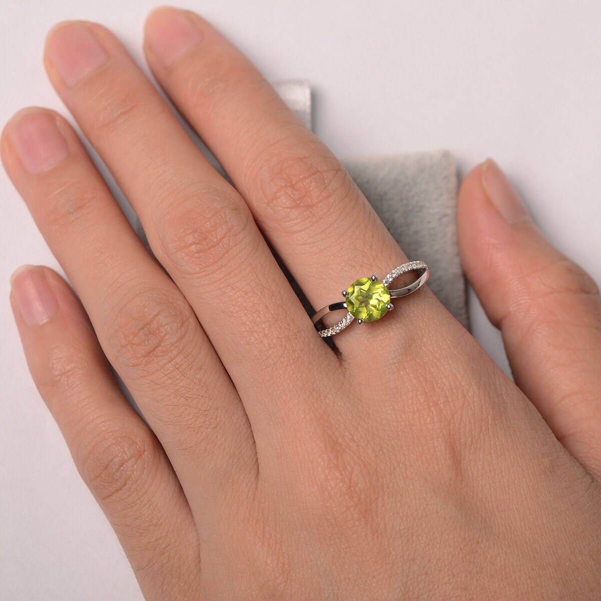 Peridot ring silver August birthstone ring elegant anniversary | Etsy