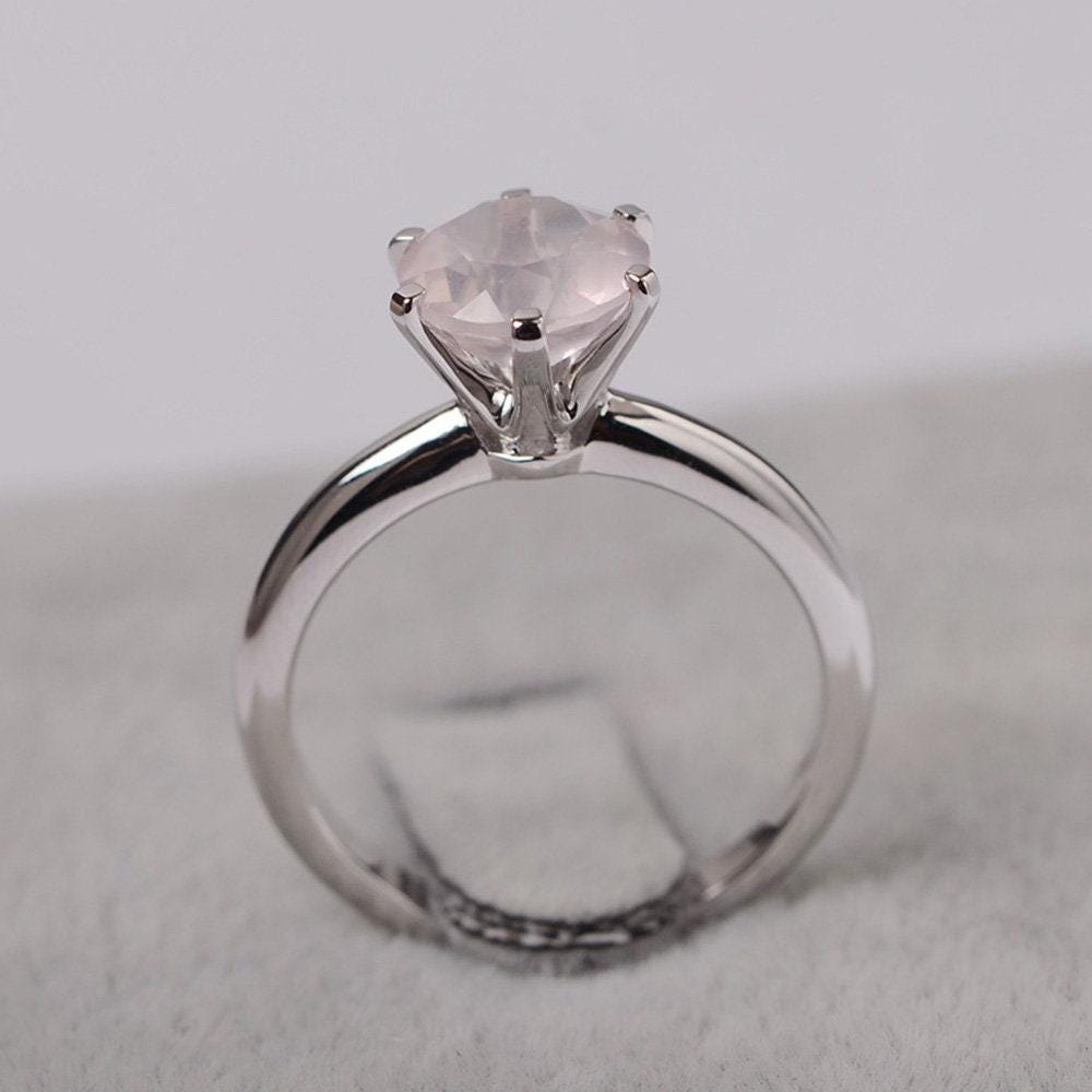 Pink Quartz Ring Sterling Silver Engagement Ring for Girl Brilliant ...