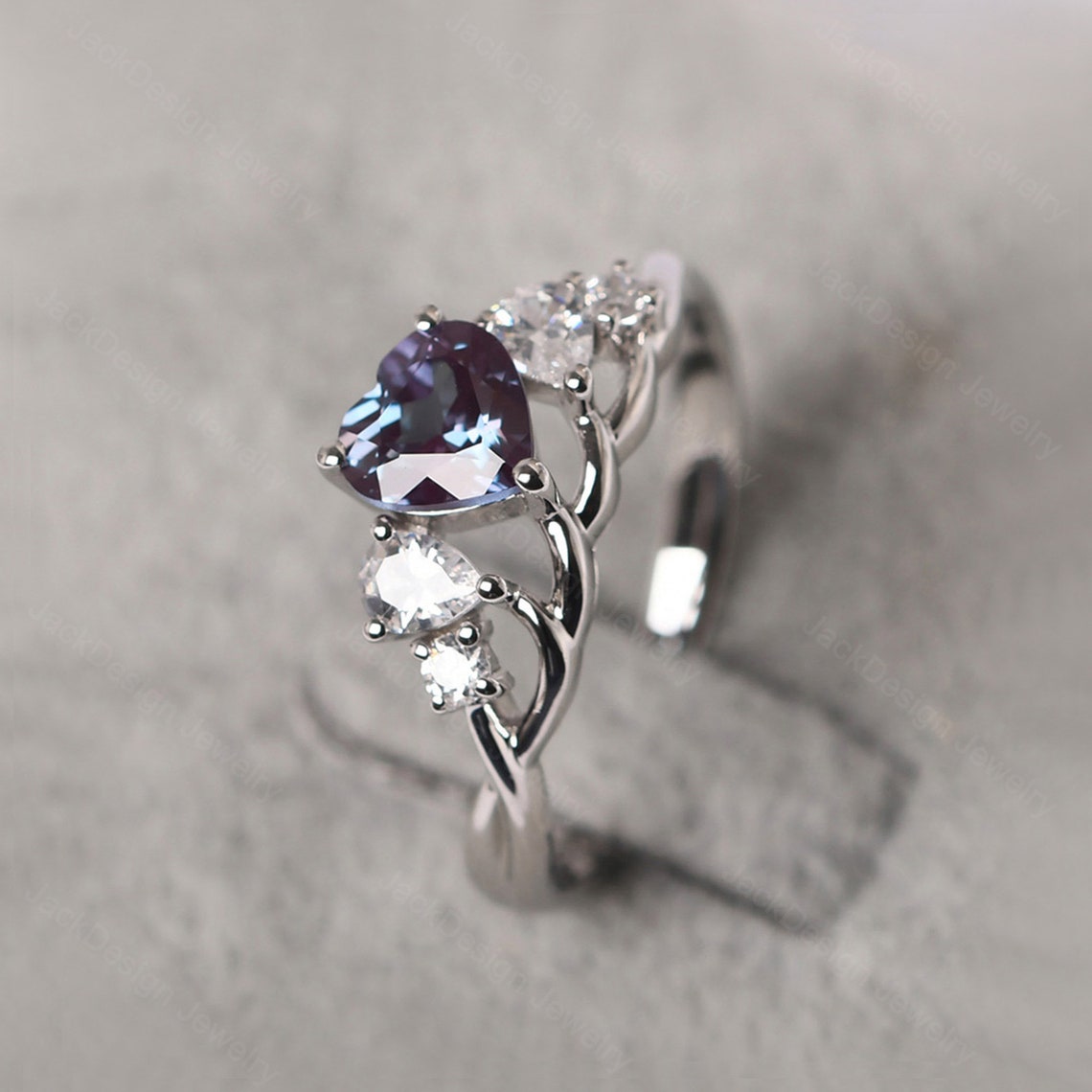 Heart Shaped Alexandrite Ring Multi Stone 5 Stone Wedding Ring - Etsy