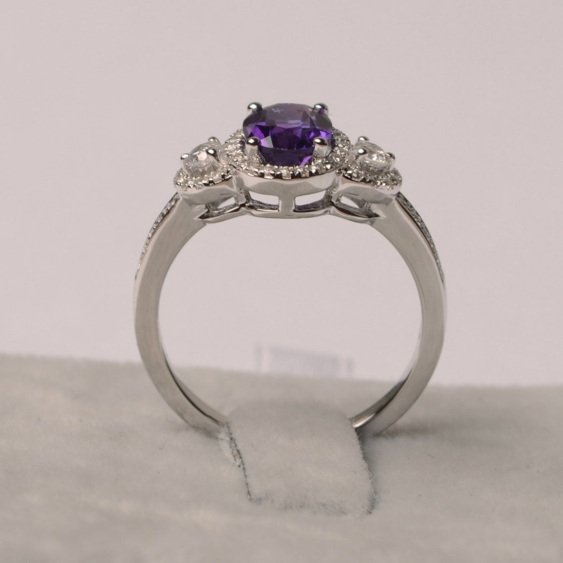 Amethyst Ring White Gold Oval Cut Engagement Ring for Women - Etsy