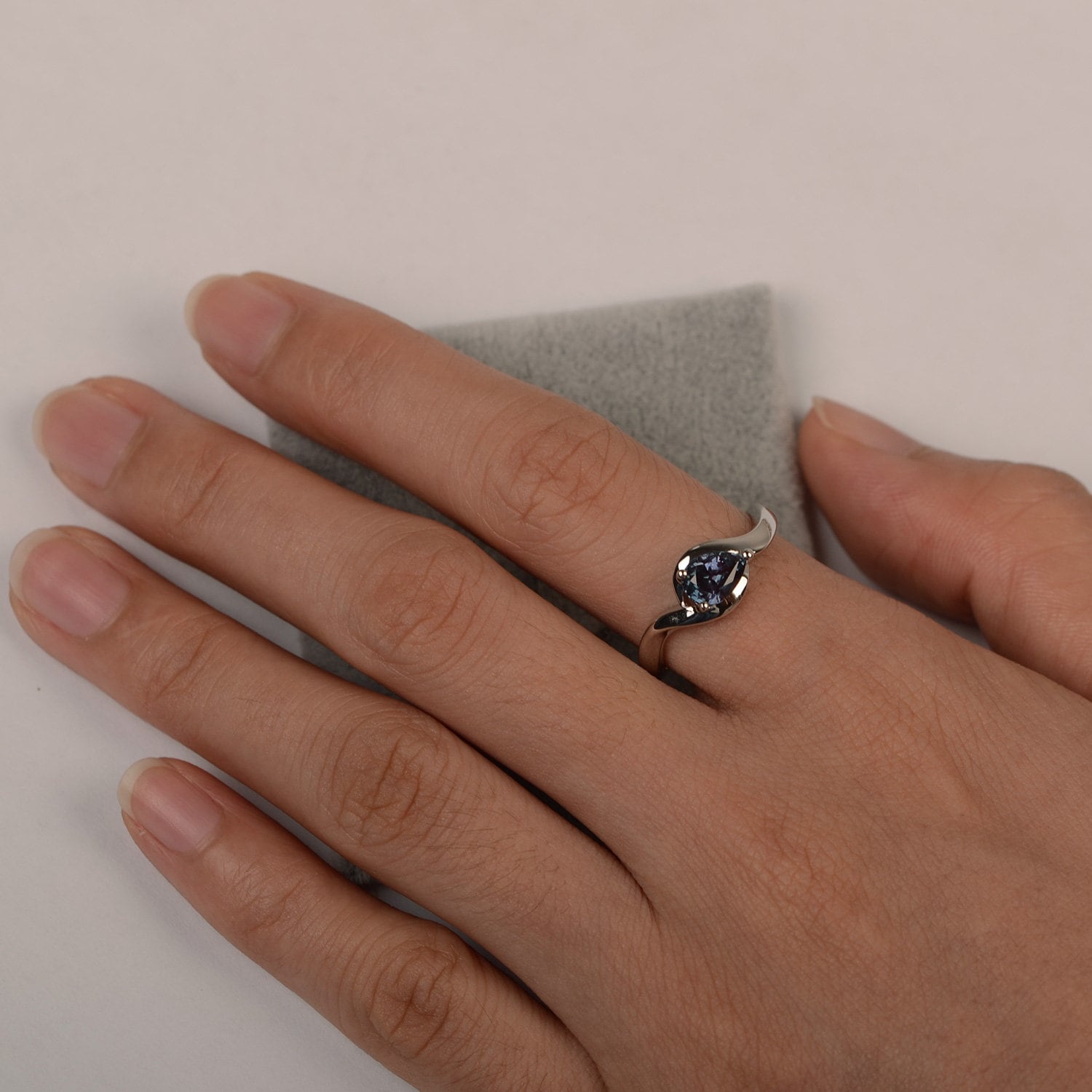 Alexandrite Solitaire Ring Solid Sterling Silver Bypass Ring - Etsy