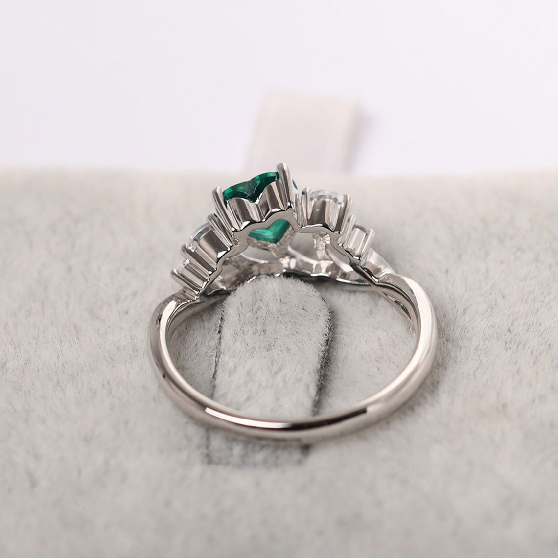 Freeform Emerald Ring Sterling Silver Multi Stone 5 Stone - Etsy