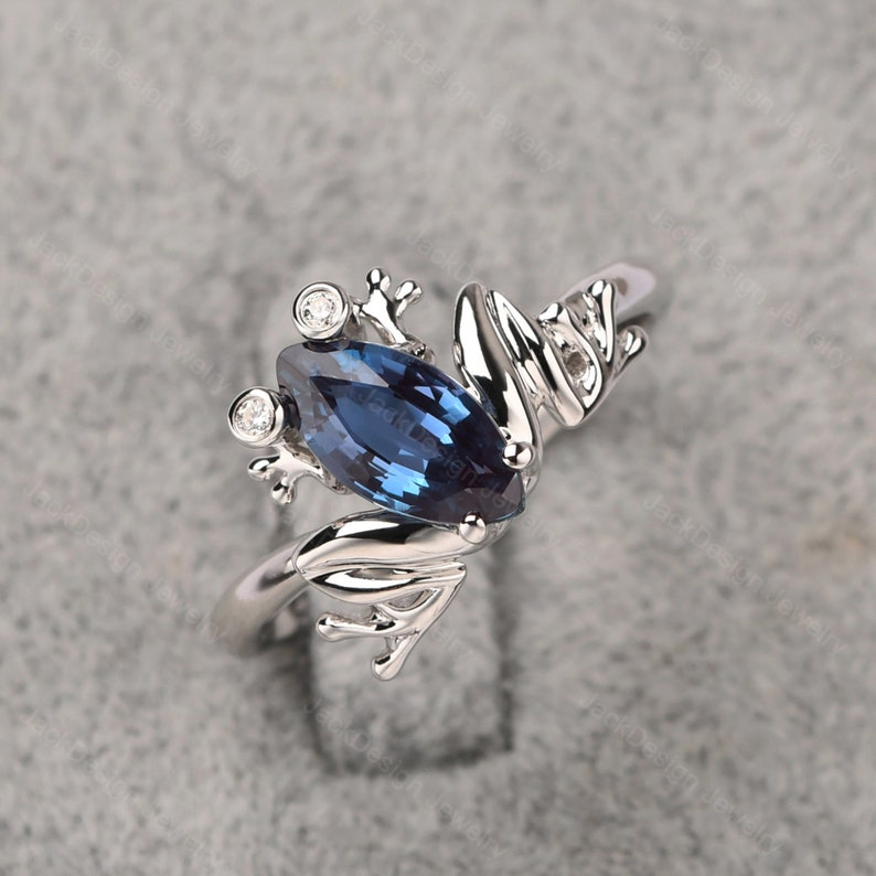 Cute Frog Ring Sterling Silver Marquise Cut 1.26 Carat - Etsy