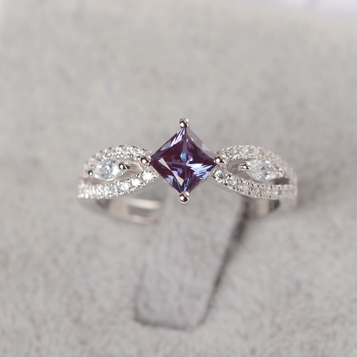 Alexandrite engagement ring June birthstone ring princess cut | Etsy