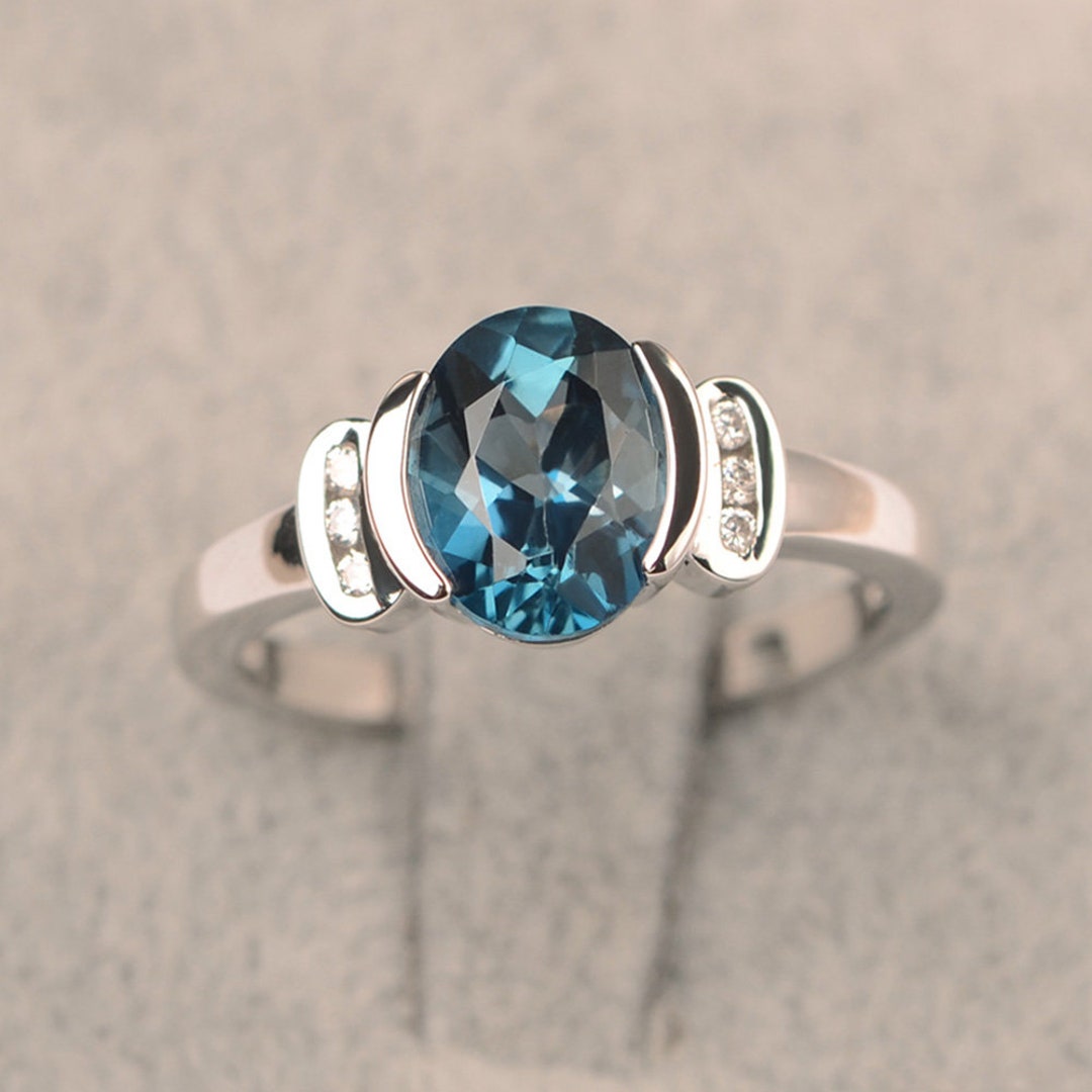 London Blue Topaz Ring Custom Oval Shape Ring Silver Jewelry Blue ...