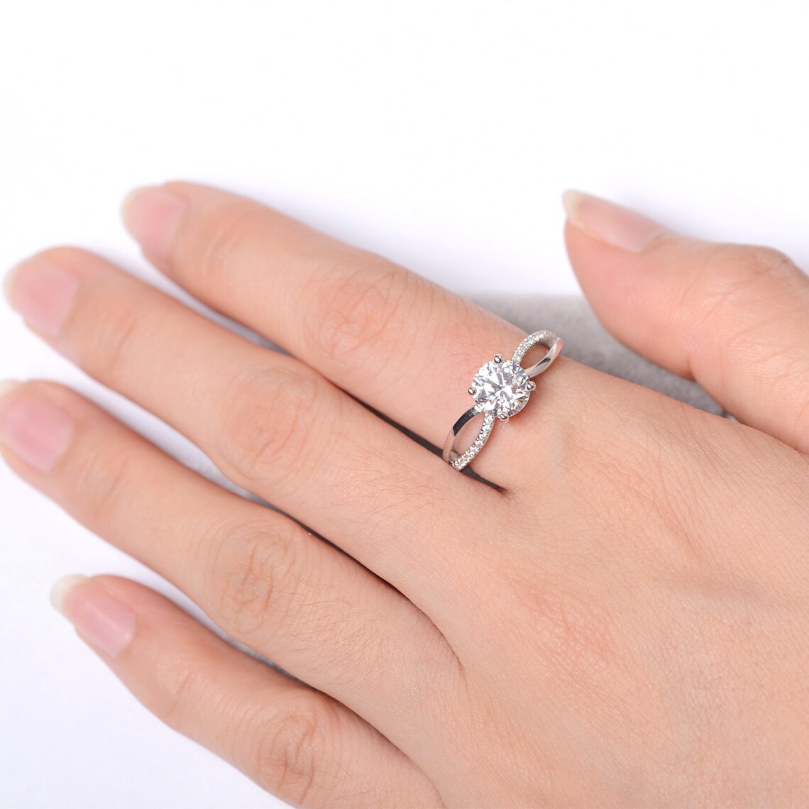 Cubic Zirconia Engagement Ring Round Cut Simulated Diamond - Etsy
