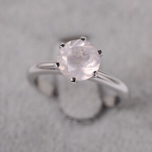 Pink Quartz Ring Sterling Silver Engagement Ring for Girl Brilliant ...