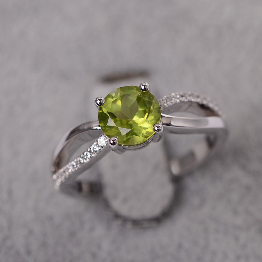 Peridot ring silver August birthstone ring elegant anniversary | Etsy