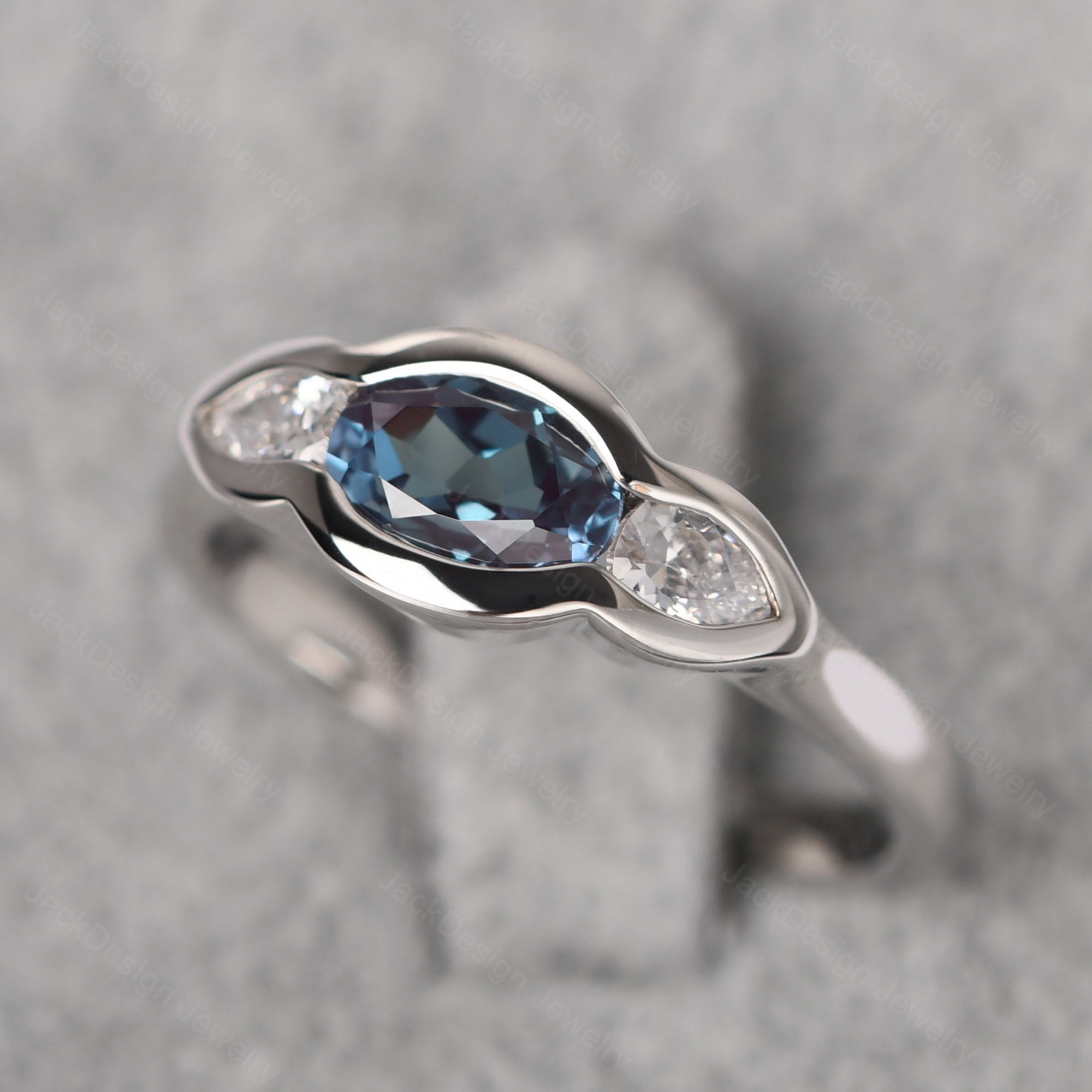 Unique Color Changing Alexandrite Anniversary Ring Silver Oval - Etsy