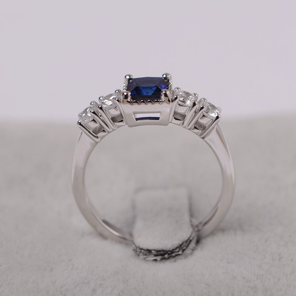 Sapphire Engagement Ring Sterling Silver Wedding Ring for | Etsy