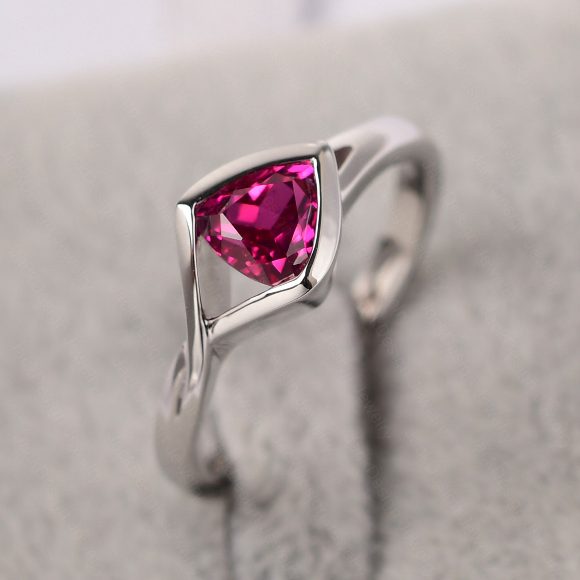 Unique Design Ruby Engagement Ring Trillion Cut Minimalist - Etsy