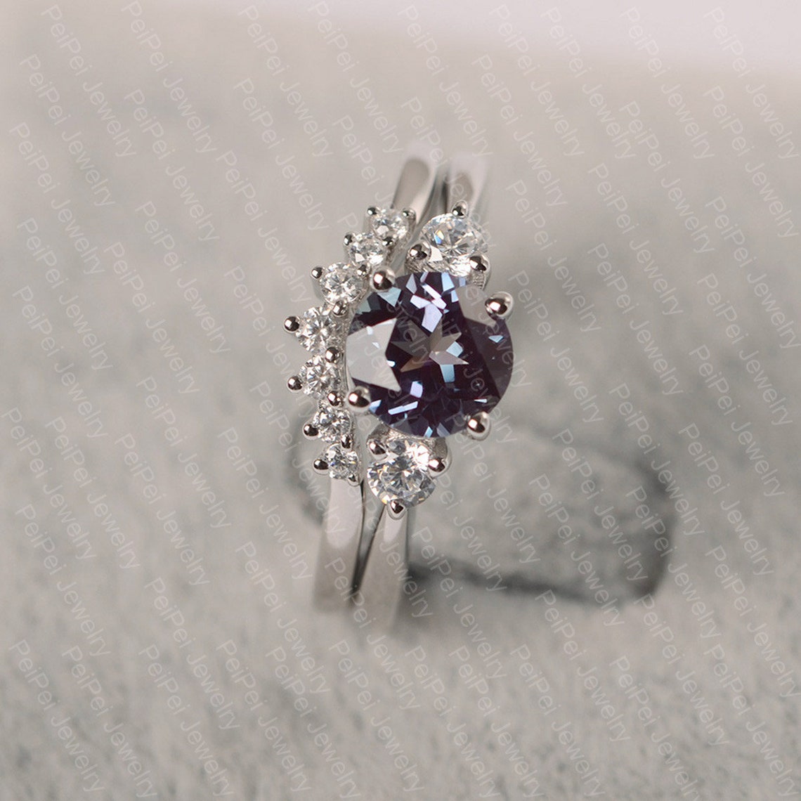 Alexandrite ring sterling silver engagement ring for women | Etsy