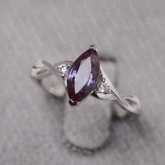 Alexandrite Ring Marquise Cut Stone Twisted Ring Sterling - Etsy