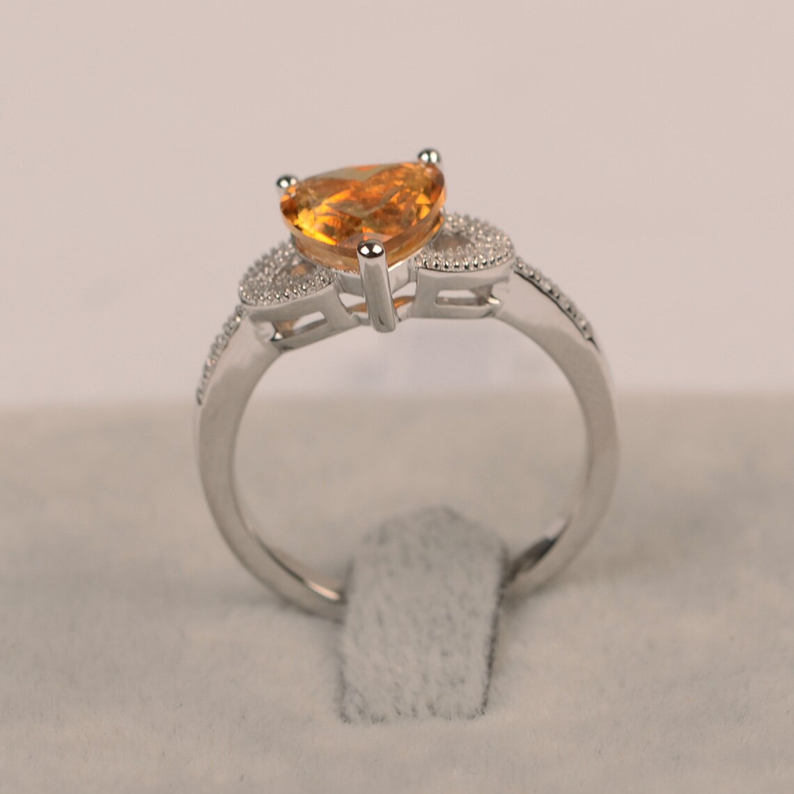 Yellow Citrine Ring 8x8mm Heart Shape November Birthstone Ring | Etsy