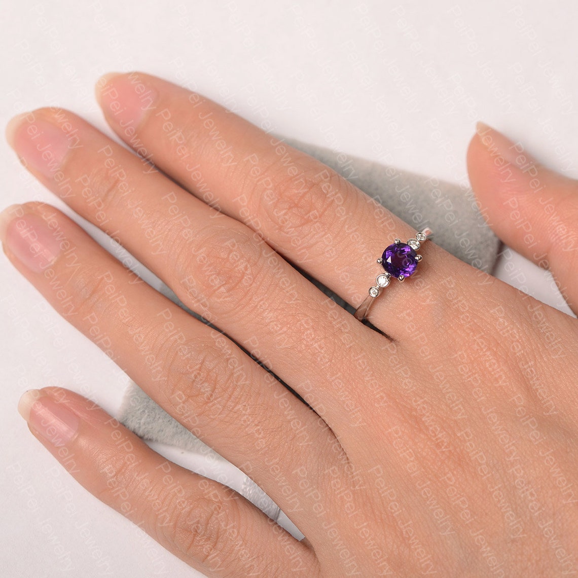 Amethyst ring sterling silver engagement ring for women | Etsy