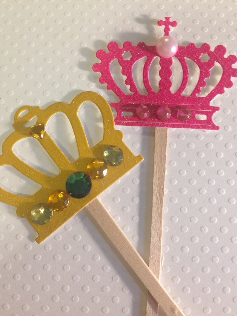 Princess Crown Cupcake Toppers/party Pics/ Queen Cake | Etsy