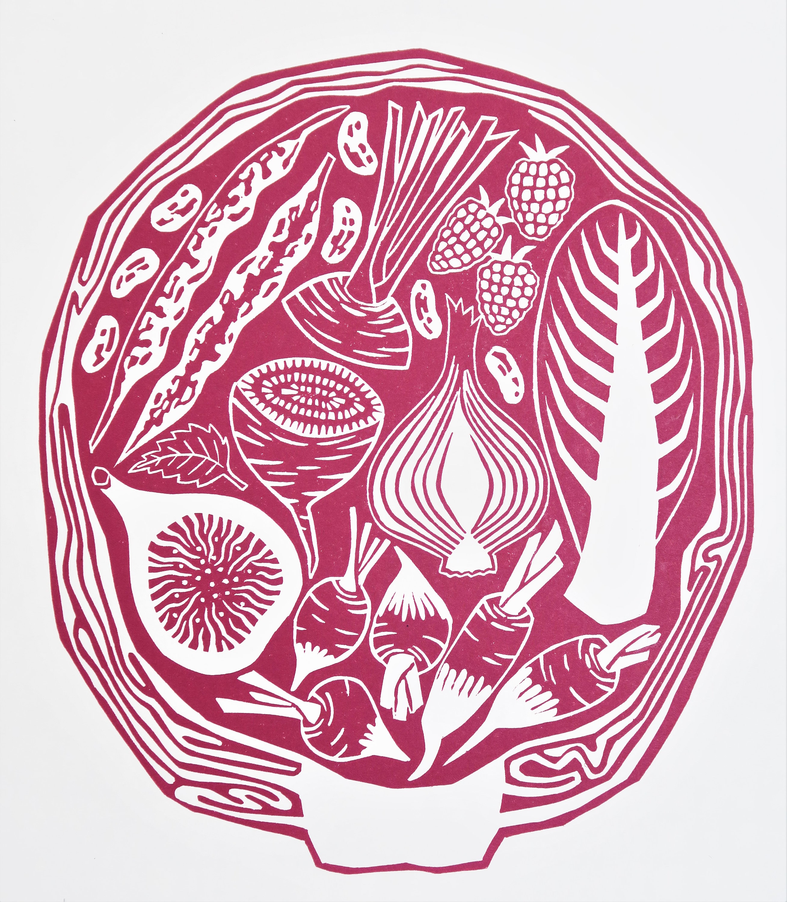 Eat Your Pinks Linocut Vegetable Print kitchen Art - Etsy UK