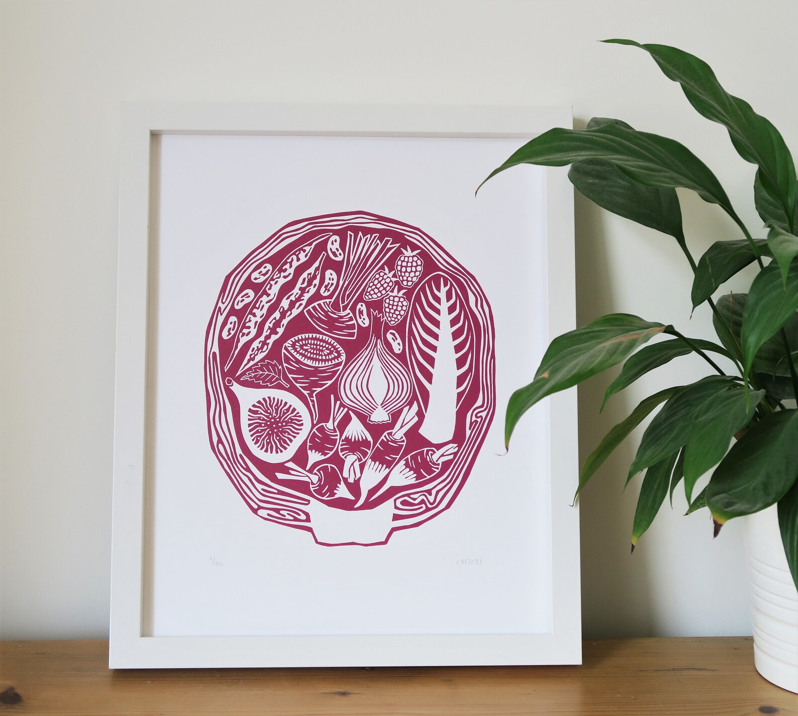 Eat Your Pinks Linocut Vegetable Print kitchen Art - Etsy UK