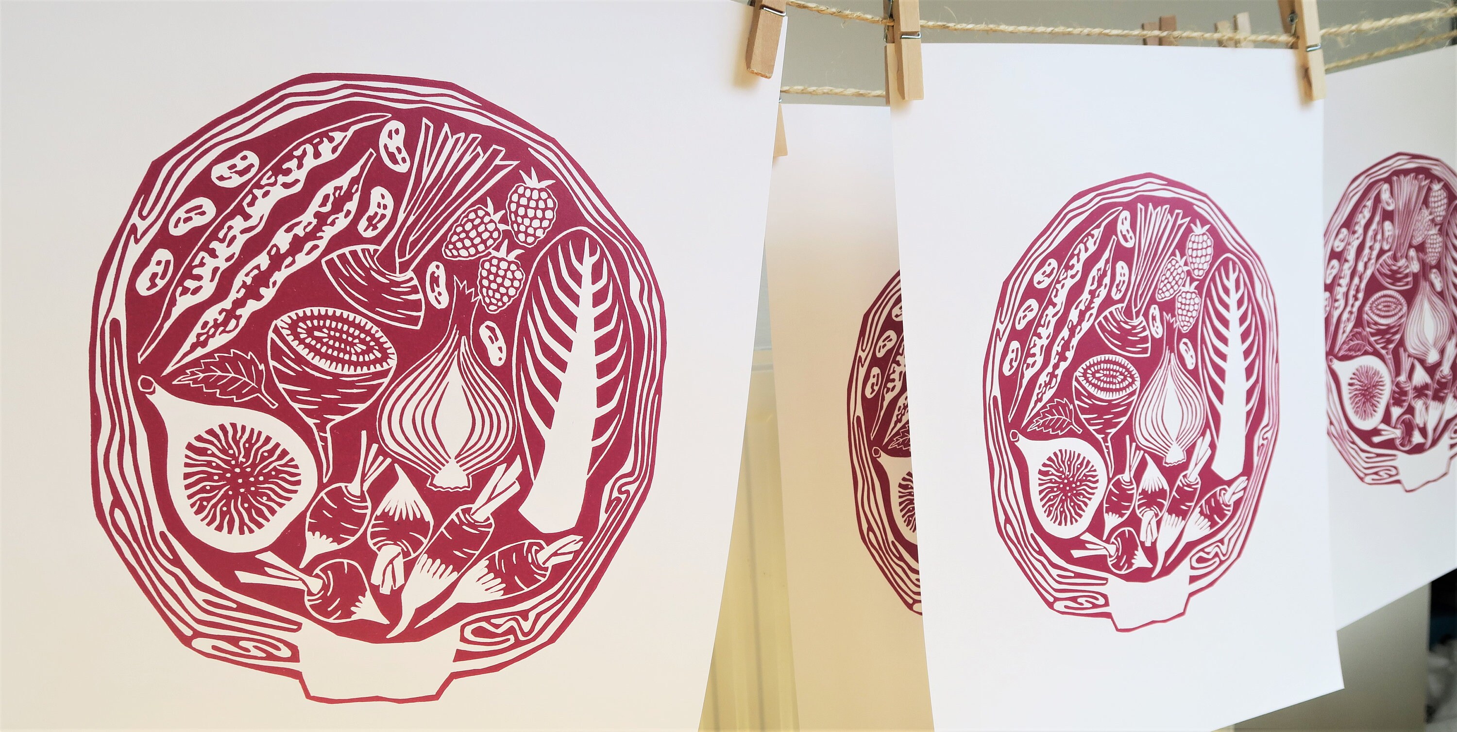 Eat Your Pinks Linocut Vegetable Print kitchen Art - Etsy UK