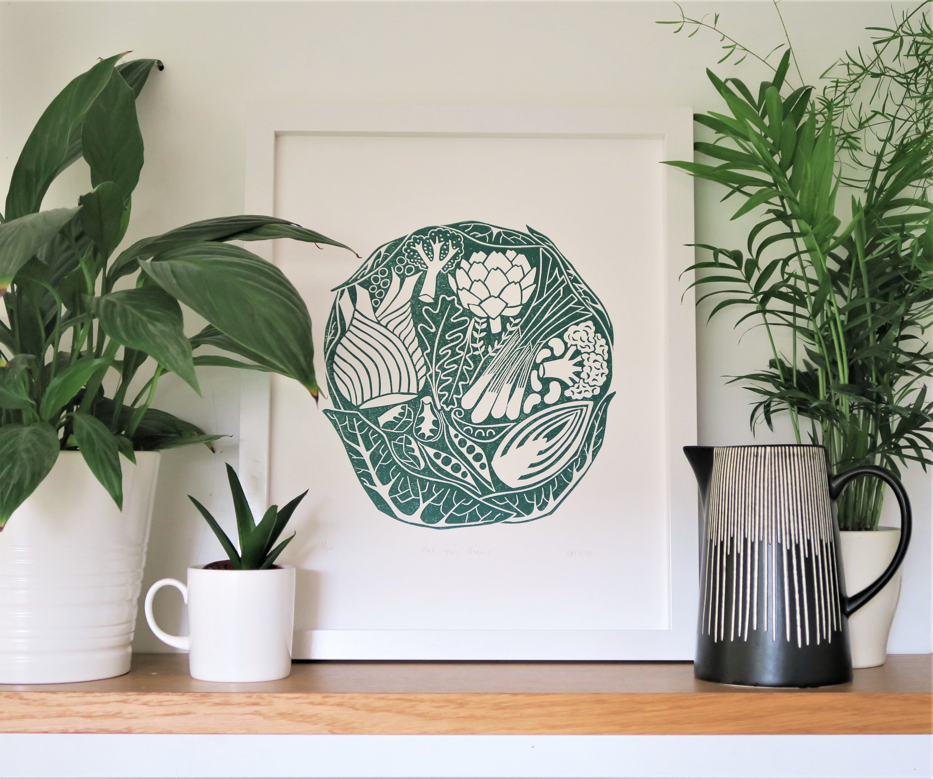 Eat Your Greens vegetable Linocut Print vegetable Wall Art | Etsy UK
