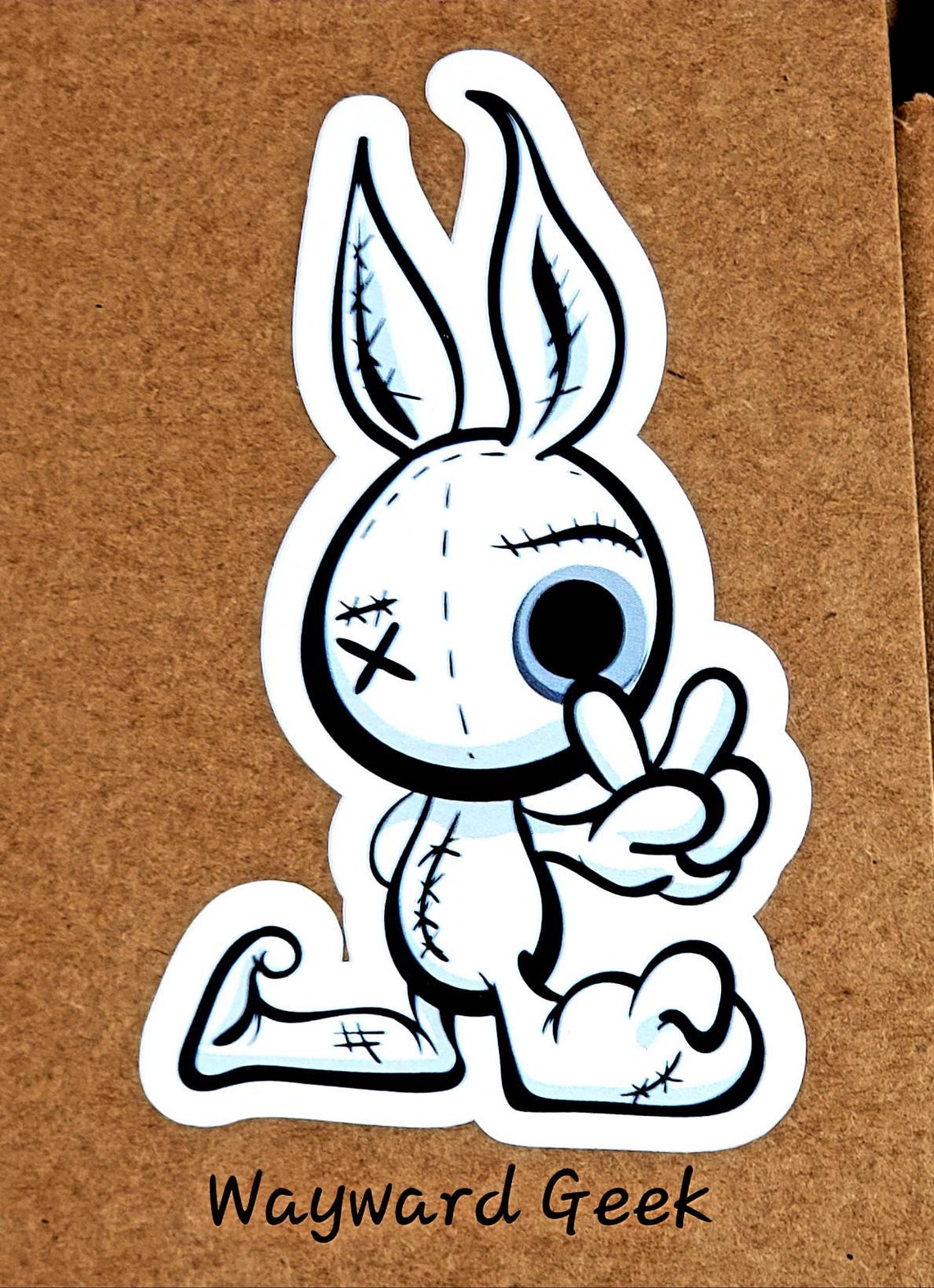 Stitched Bunny Peace Sign Die Cut Vinyl Sticker - Etsy