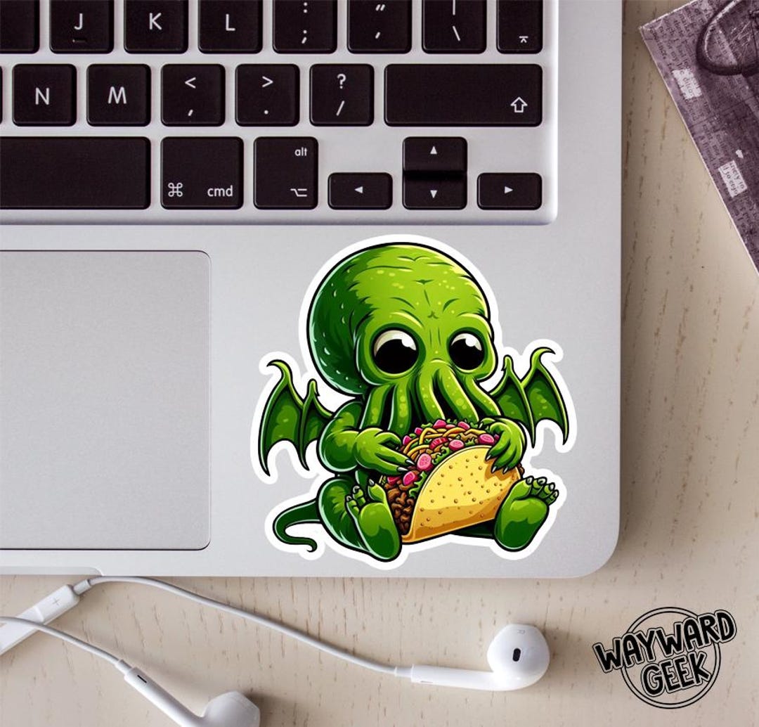 Cthulhu Eats A Taco Vinyl Sticker, Decal, Ancient God, Food, Lovecraft ...