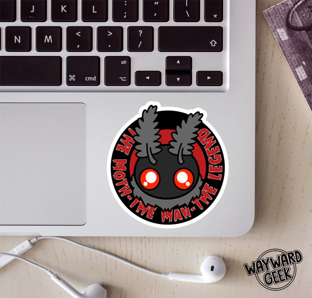 Mothman the Moth the Man the Legend Vinyl Sticker, Laptop Sticker ...