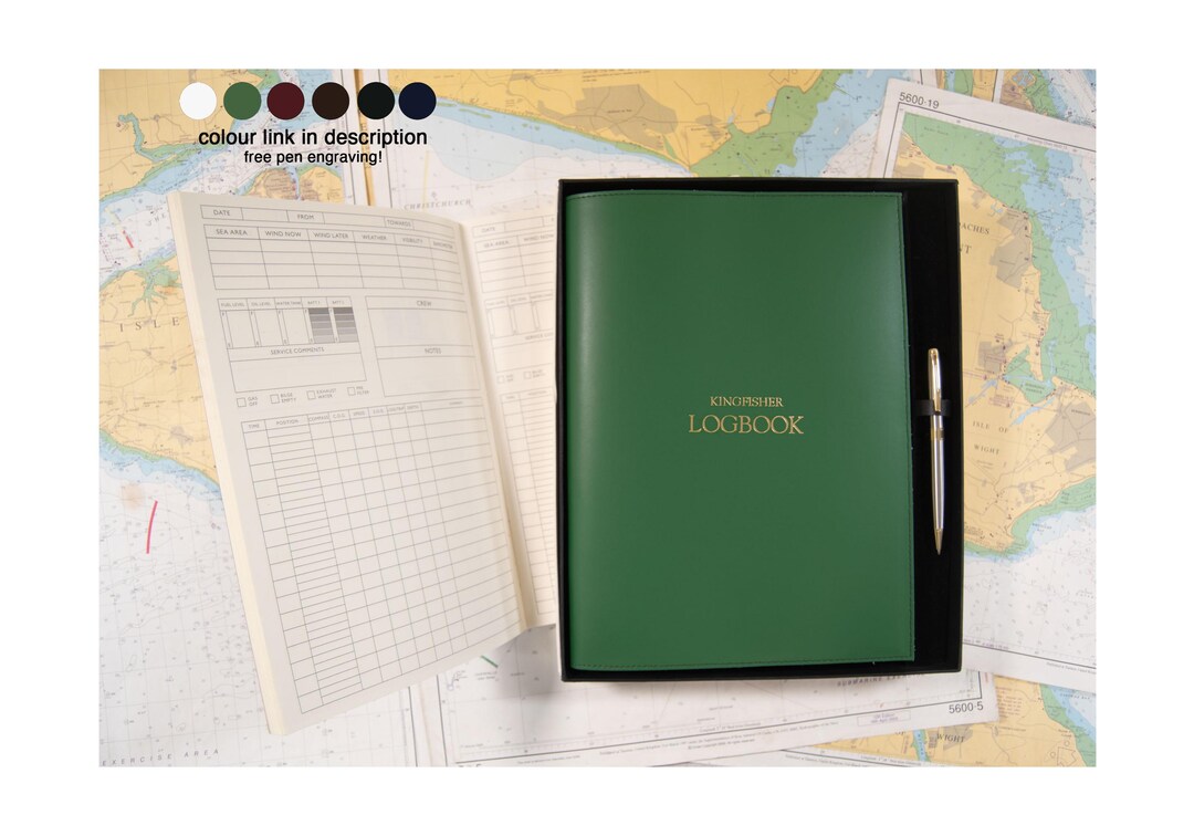 Acuto A4 Yacht Log Book Gift Set Personalised Handmade Italian Leather ...