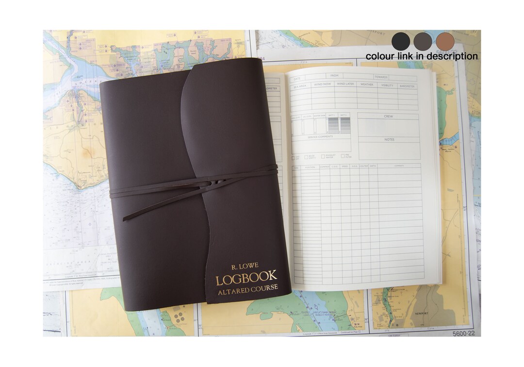 Indra A4 Yacht Log Book Personalised Handmade Leather Refillable ...