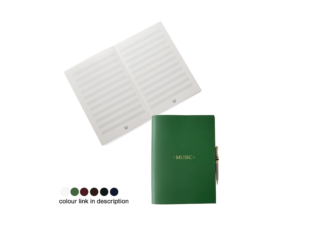Acuto A4 MUSIC Manuscript Personalised Handmade Italian Leather ...