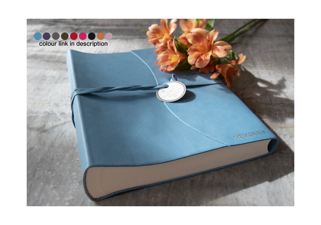 Capri Handmade Italian Leather Photo Album: Large Aeroblue, Includes ...