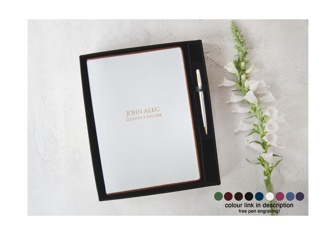 Cortona A4 Journal Gift Set Personalised Handmade Italian Leather White ...