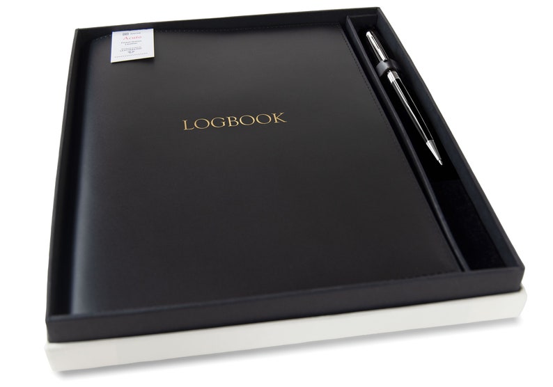 Acuto A4 Yacht Log Book Gift Set Personalised Handmade Italian Leather ...