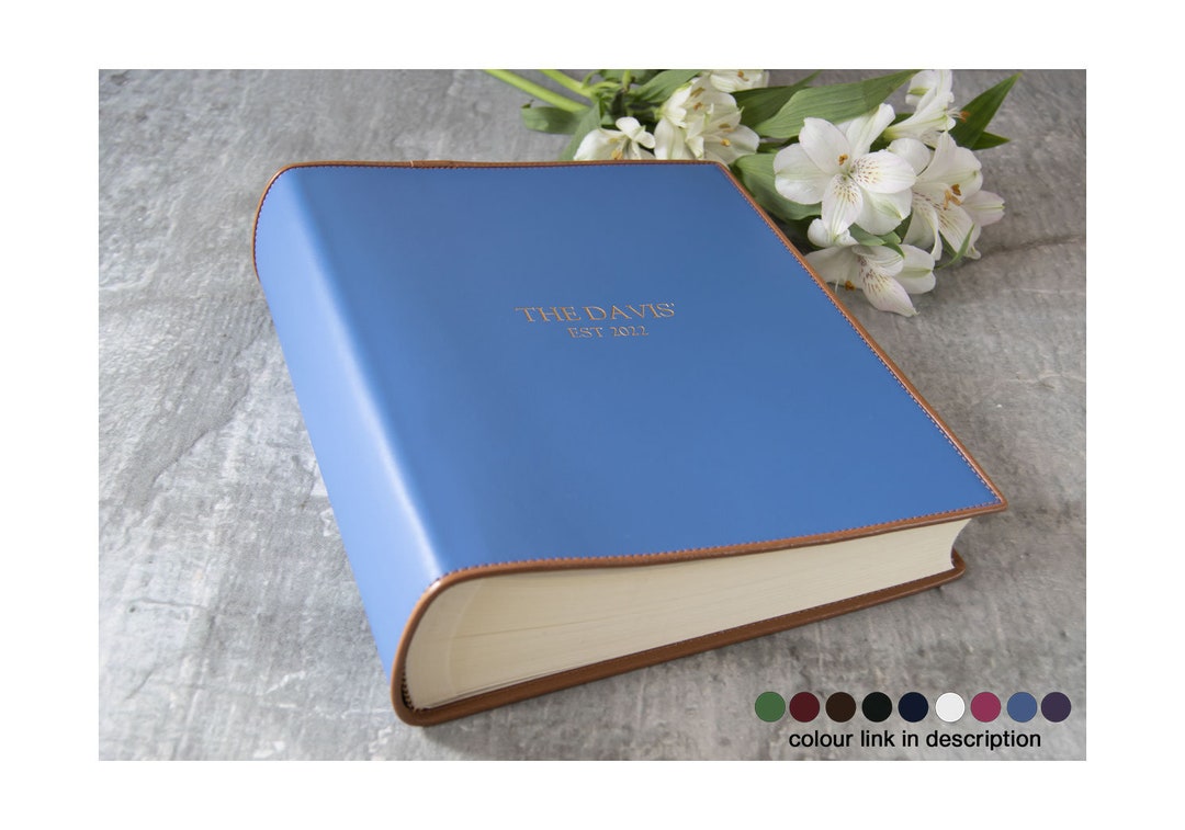 Cortona Handmade Italian Leather Photo Album: Electric Blue Top-grain ...