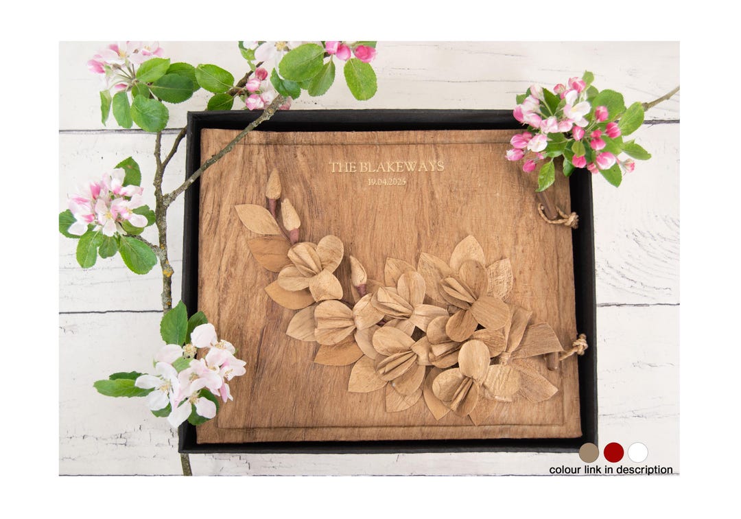 Flaura Personalised Handmade Vegan Leather Photo Album Bark Origami ...