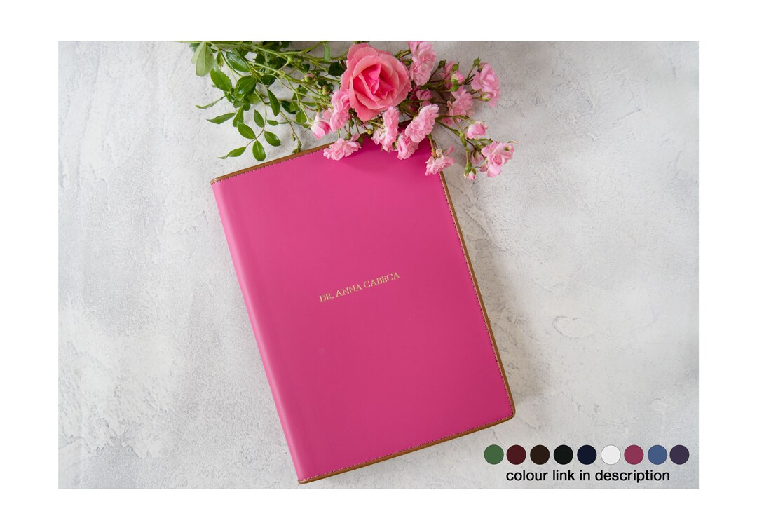 Cortona A4 Personalised Handmade Italian Leather Journal Fuchsia ...