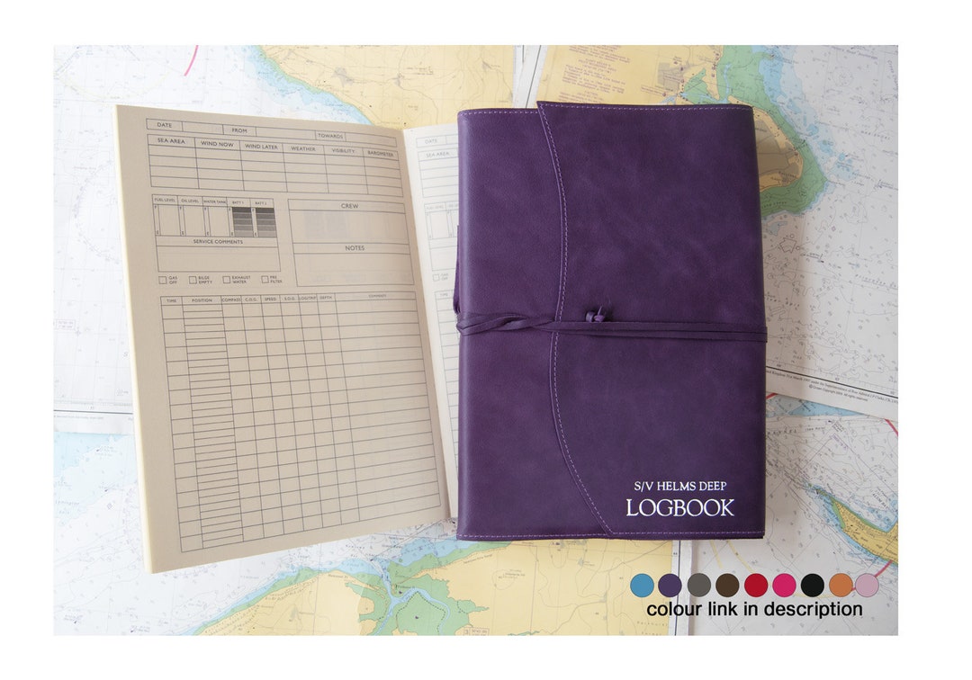 Cuaderno de bitácora de yate Capri A4, rellenable, hecho a mano en piel ...