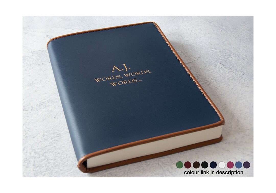 Cortona A5 Personalised Handmade Italian Leather Journal Navy (21x15cm ...