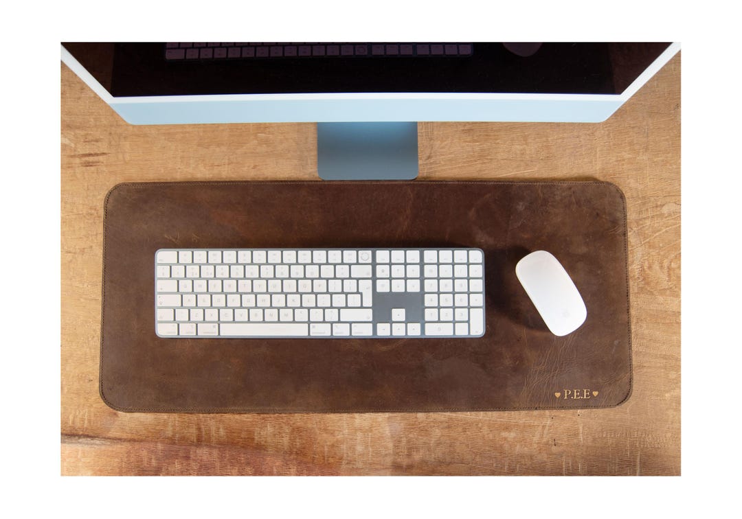 Enya Handmade Full Grain Buff Leather Desk Mat, Computer & Laptop Pad ...