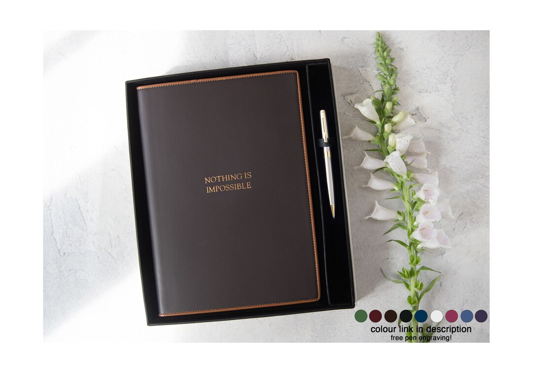 Cortona A4 Journal Gift Set Personalised Handmade Italian Leather ...