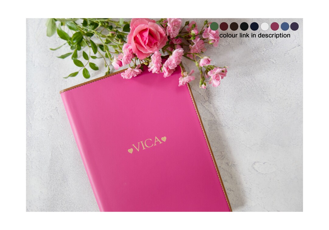 Cortona A5 Personalised Handmade Italian Leather Journal Fuchsia ...