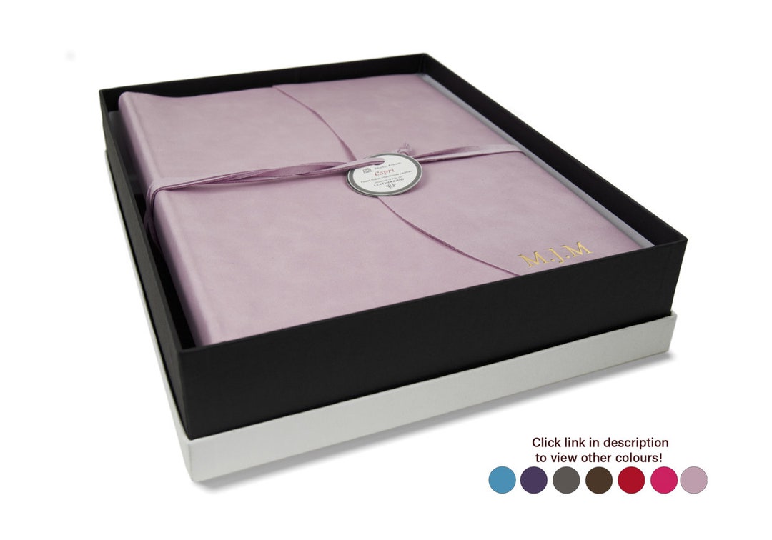 Capri Handmade Italian Leather Photo Album Large Salmon, Includes ...