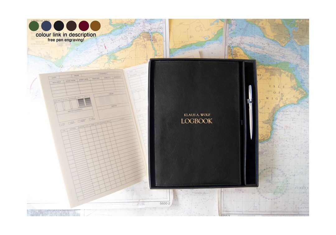 Rustico A4 Yacht Log Book Gift Set Personalised Handmade Italian Full ...